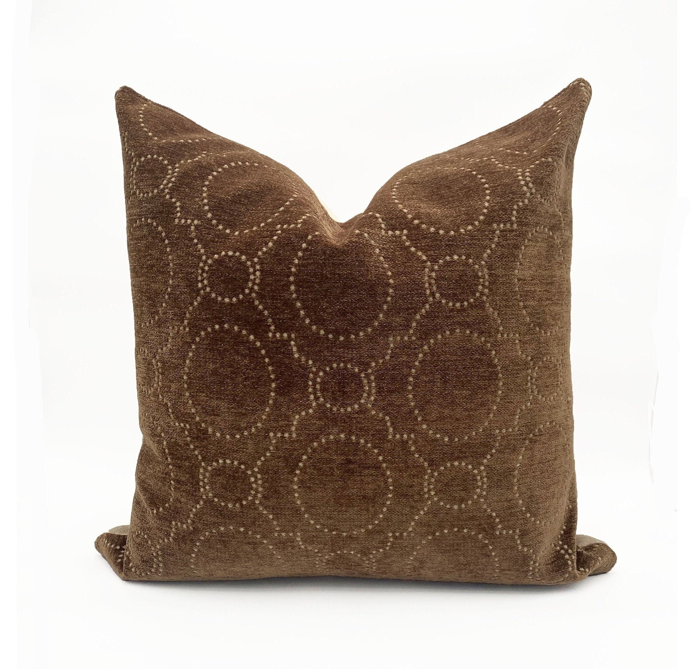 Throw Pillow | Chocolate Brown Pillow | Soft Chenille Pillow | Trellis ...