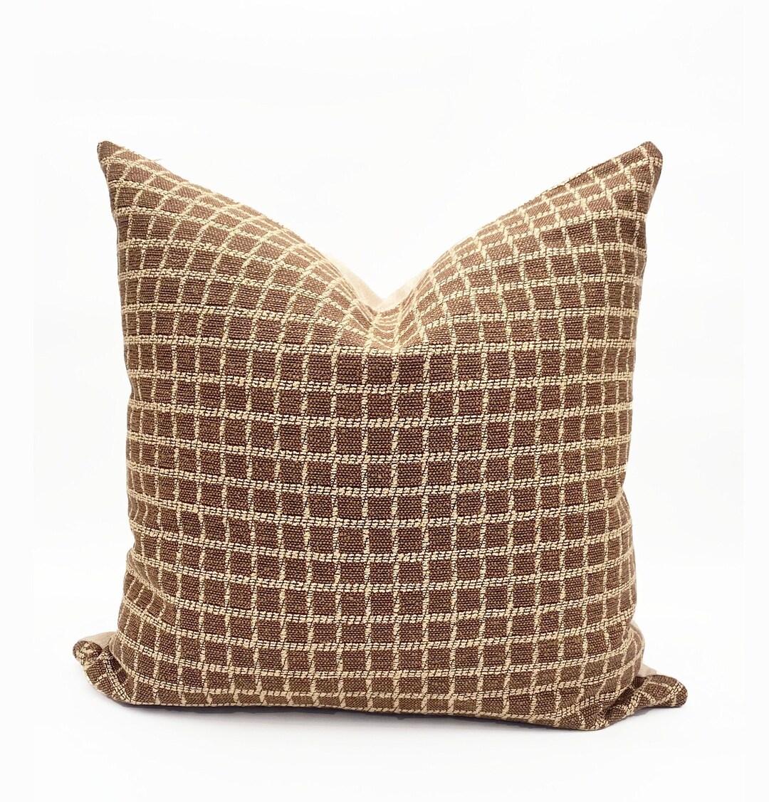 Throw Pillows | Brown Small Windowpane Check Pillow | Woven Brown ...
