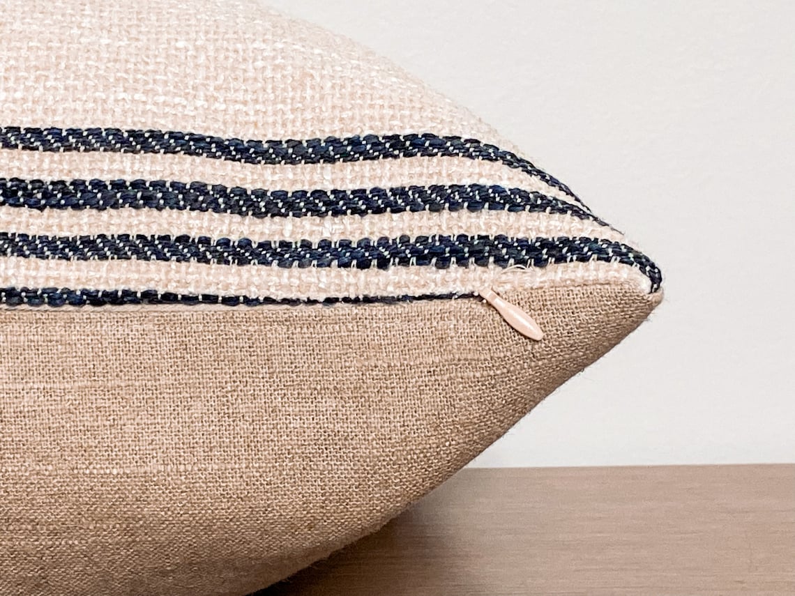 Throw Pillow | Black and Cream Stripe Pillow | Farmhouse Pillow ...