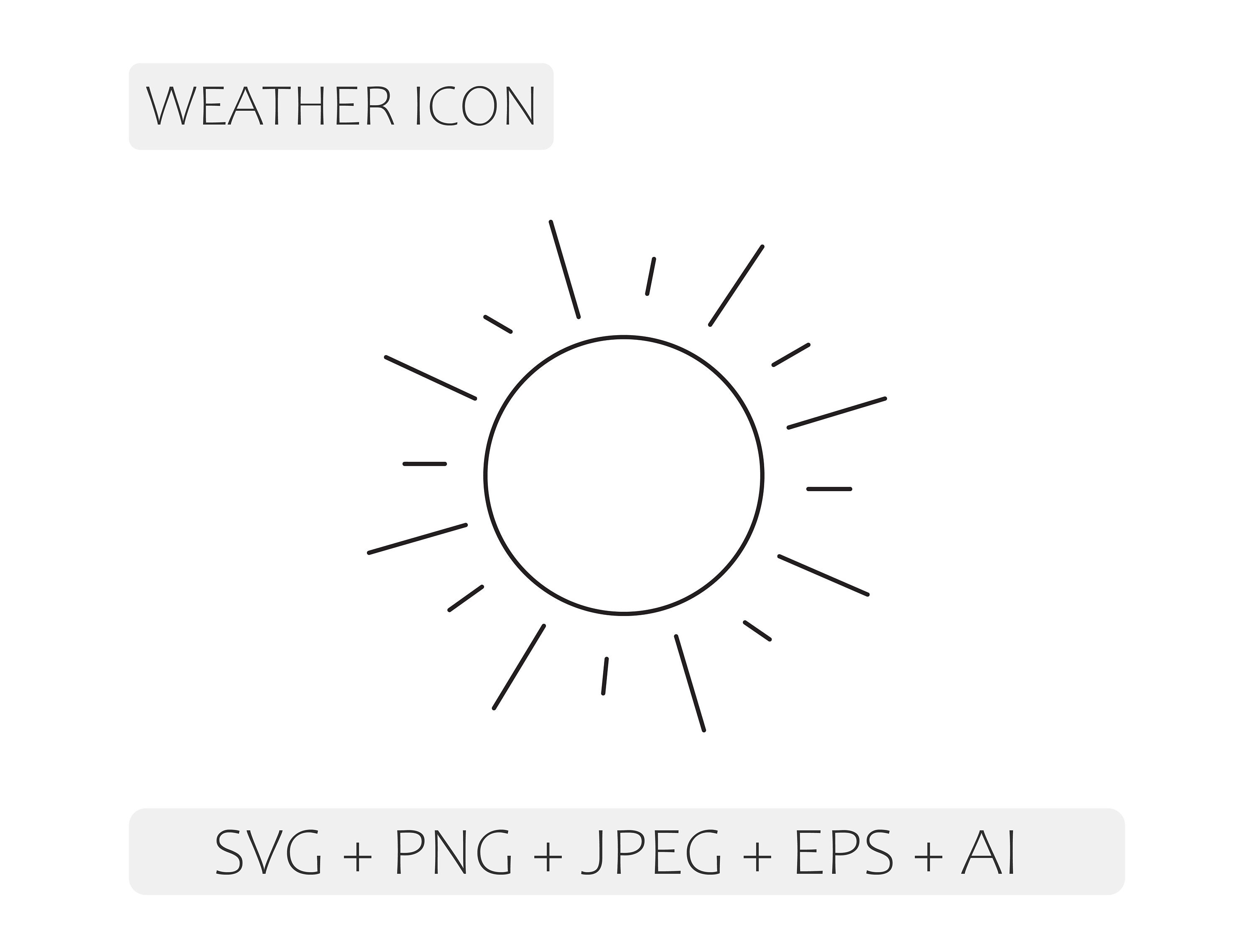 Sunny Weather Clipart Sun Clip Art Sun Line Art Weather - Etsy