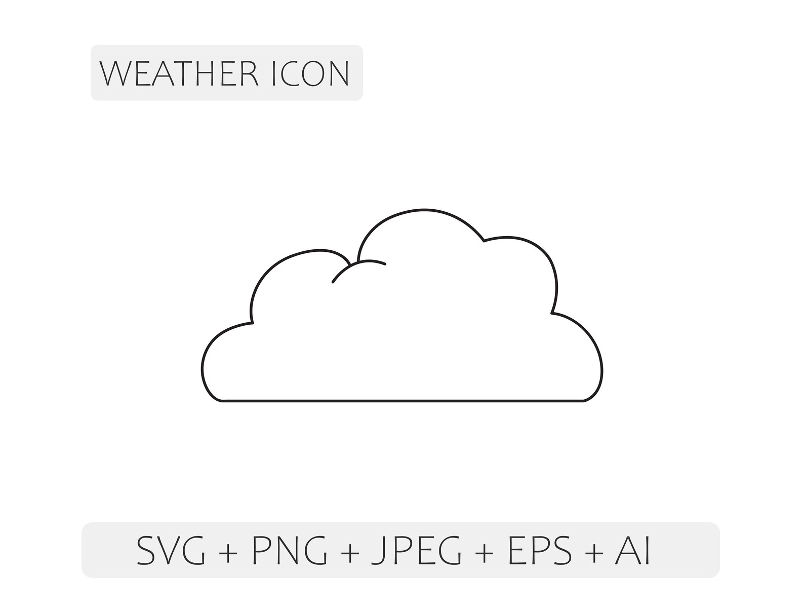 Cloud Outline Cloud Clip Art Weather Icon Clipart Cloud - Etsy