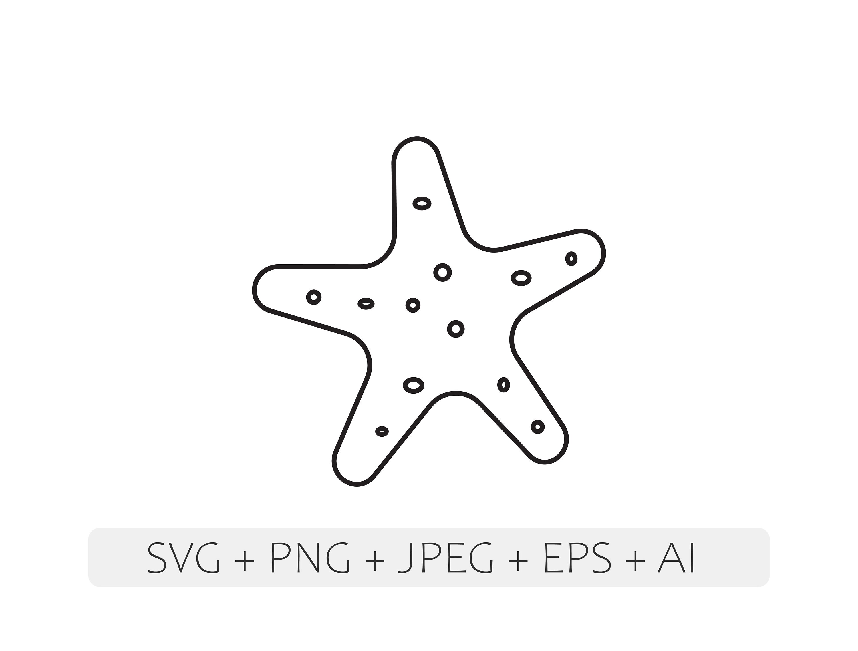 Starfish Clip Art Sea Clip Art Ocean Animal Sea Line Art - Etsy