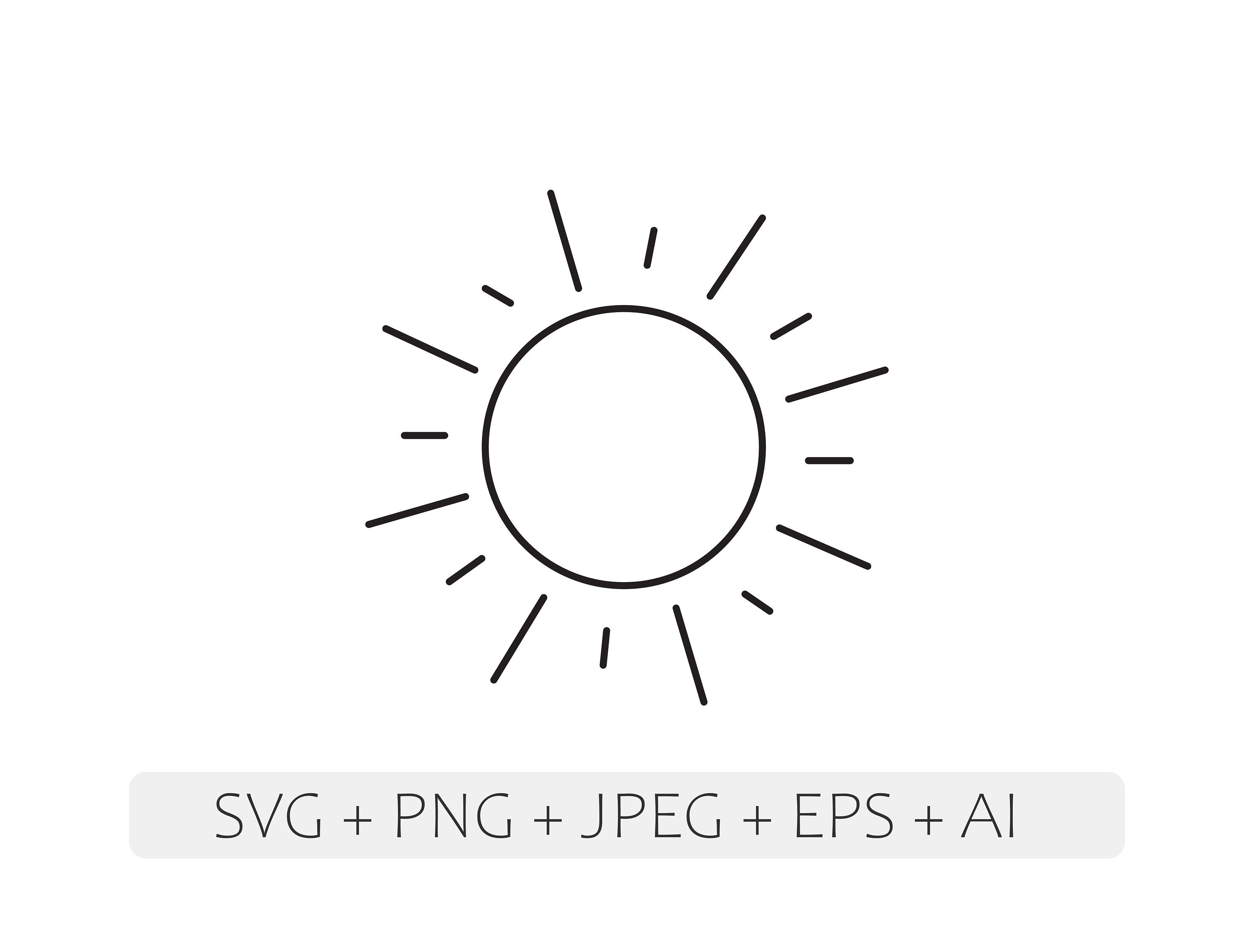 Sun Clip Art Sun Line Art Printable Beach Clip Art - Etsy