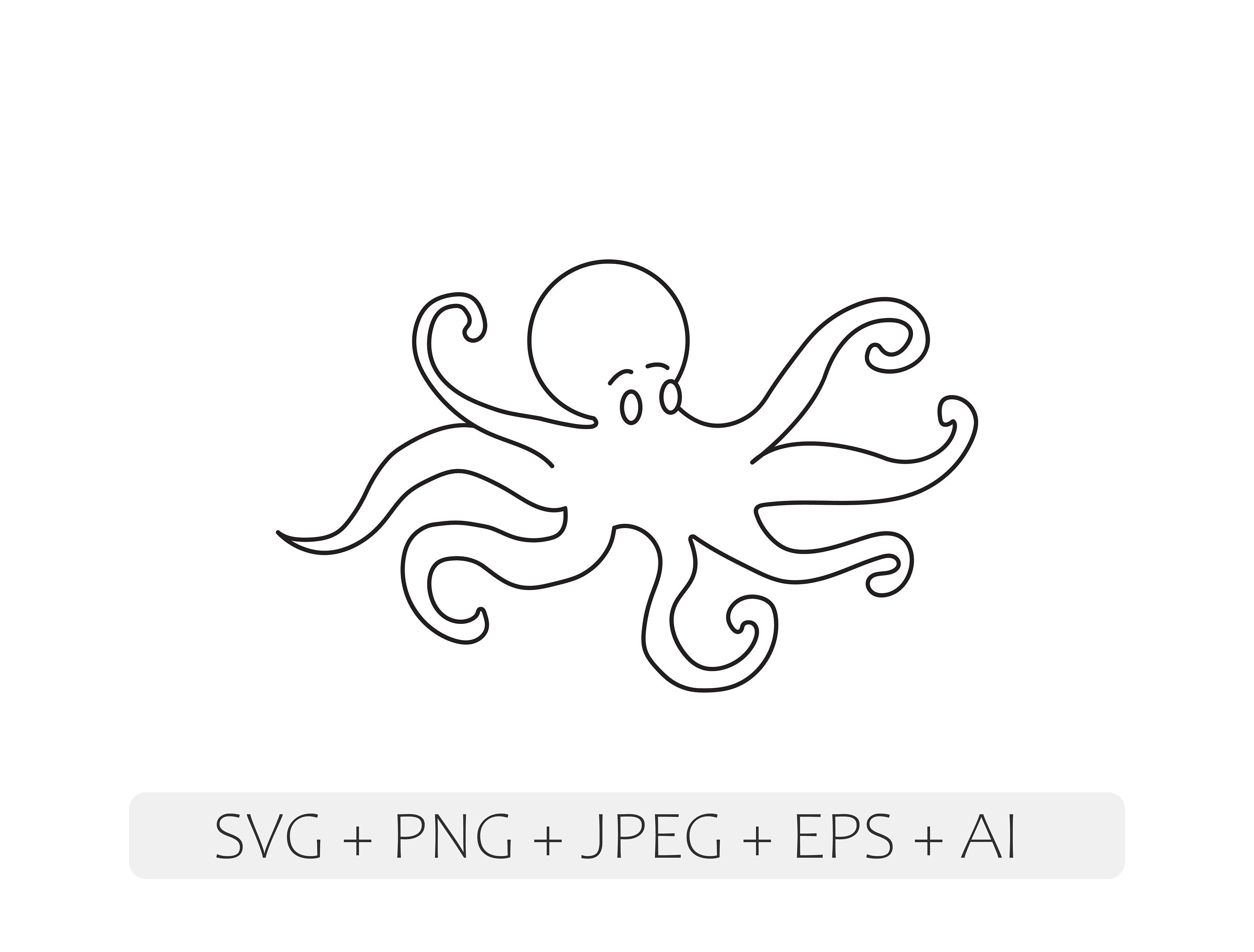 Octopus Clip Art Ocean Animal Sea Line Art Under the Sea - Etsy