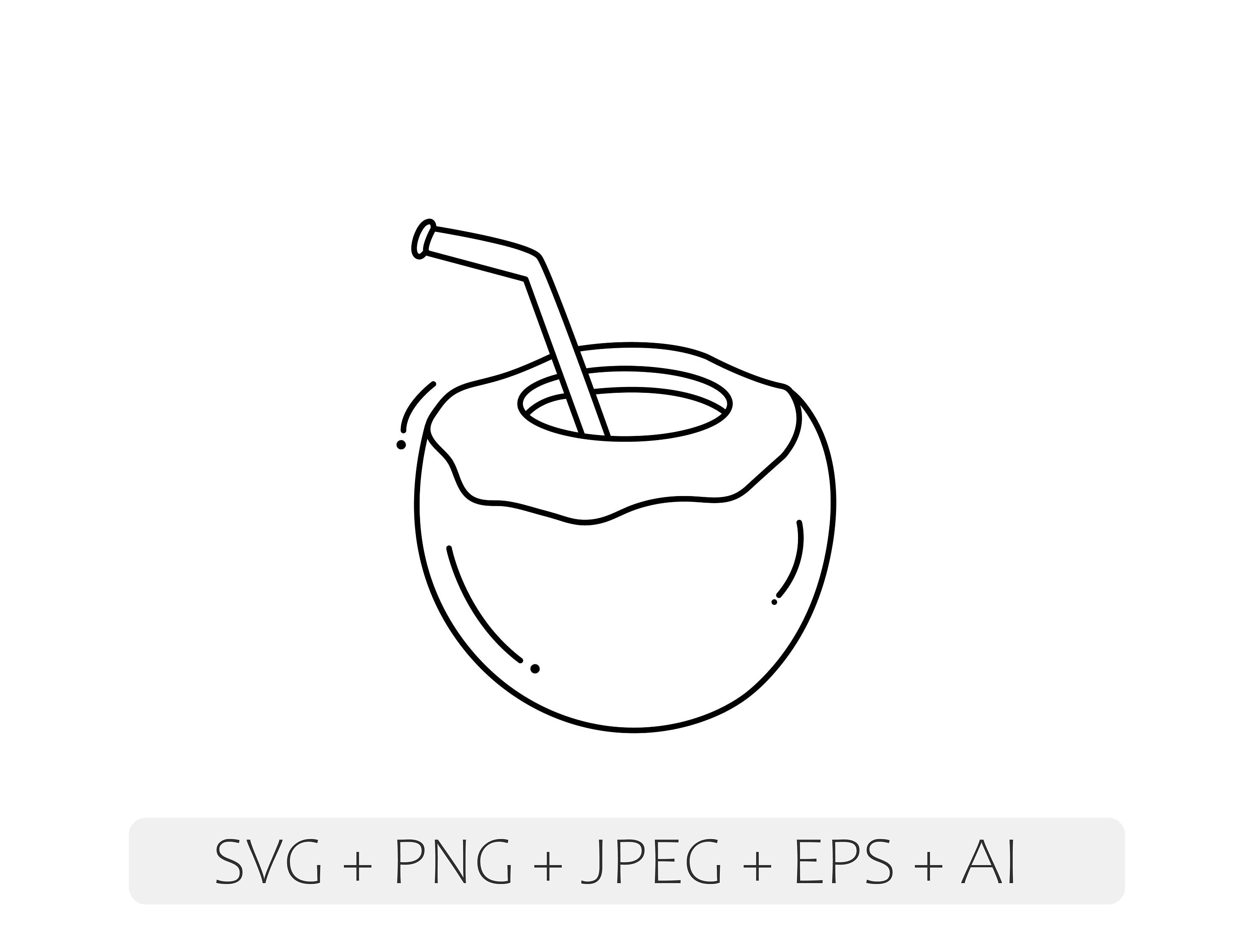 Coconut Clip Art Tropical Drink Clipart Beach Clip Art - Etsy