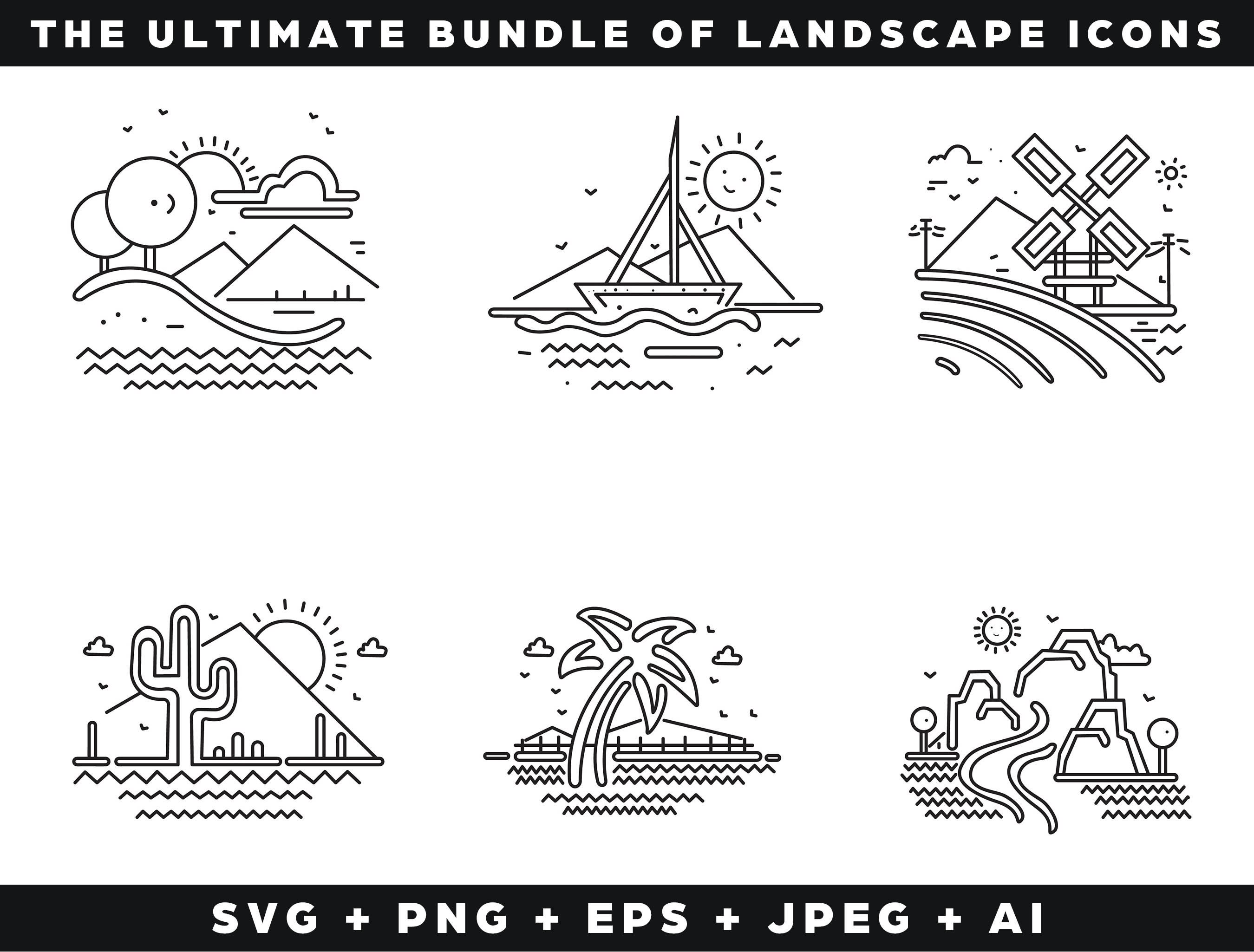 Sceneries Clip Art Set Landscape Clip Art Landscape and - Etsy