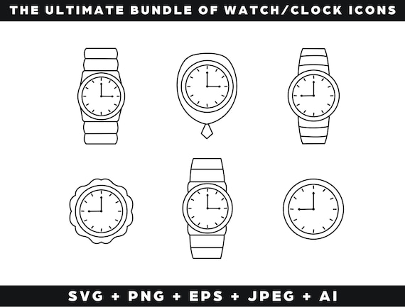 Watches Clip Art Set Hand Watches Wristwatch Clock Timer - Etsy