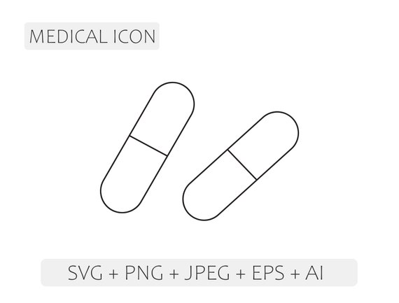 Capsule Clip Art Capsule Capsule Outline Medicine - Etsy