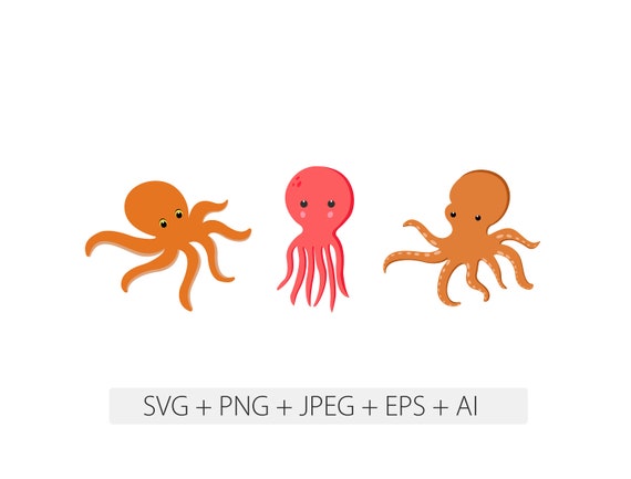 Octopus Clip Art Sea Creatures Octopus Bundle / Svg Png - Etsy