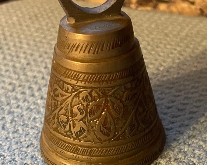 Vintage Embossed Brass Bell - Etsy