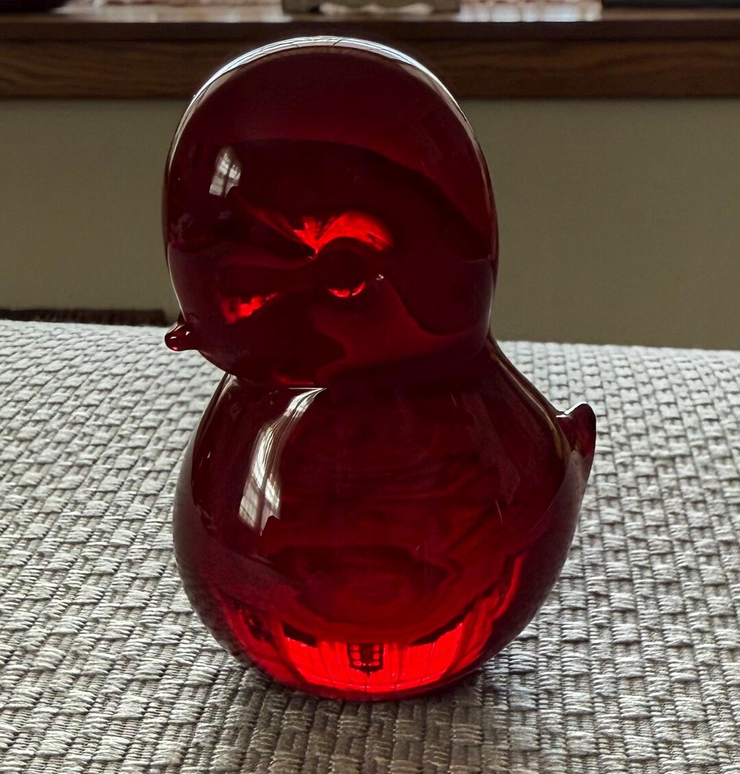 Ruby Red Viking Art Glass Figurine - Etsy