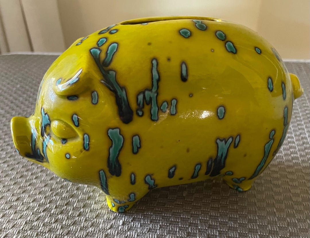 Vintage Ceramic Handmade Piggy Bank - Etsy