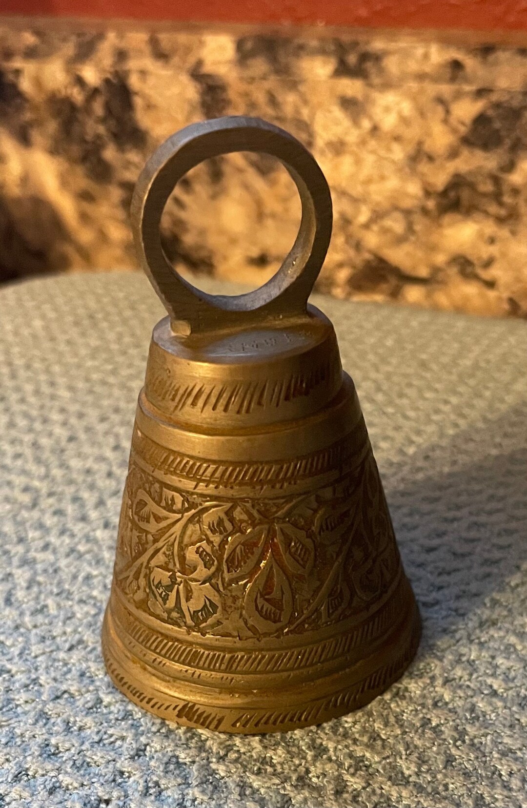 Vintage Embossed Brass Bell - Etsy