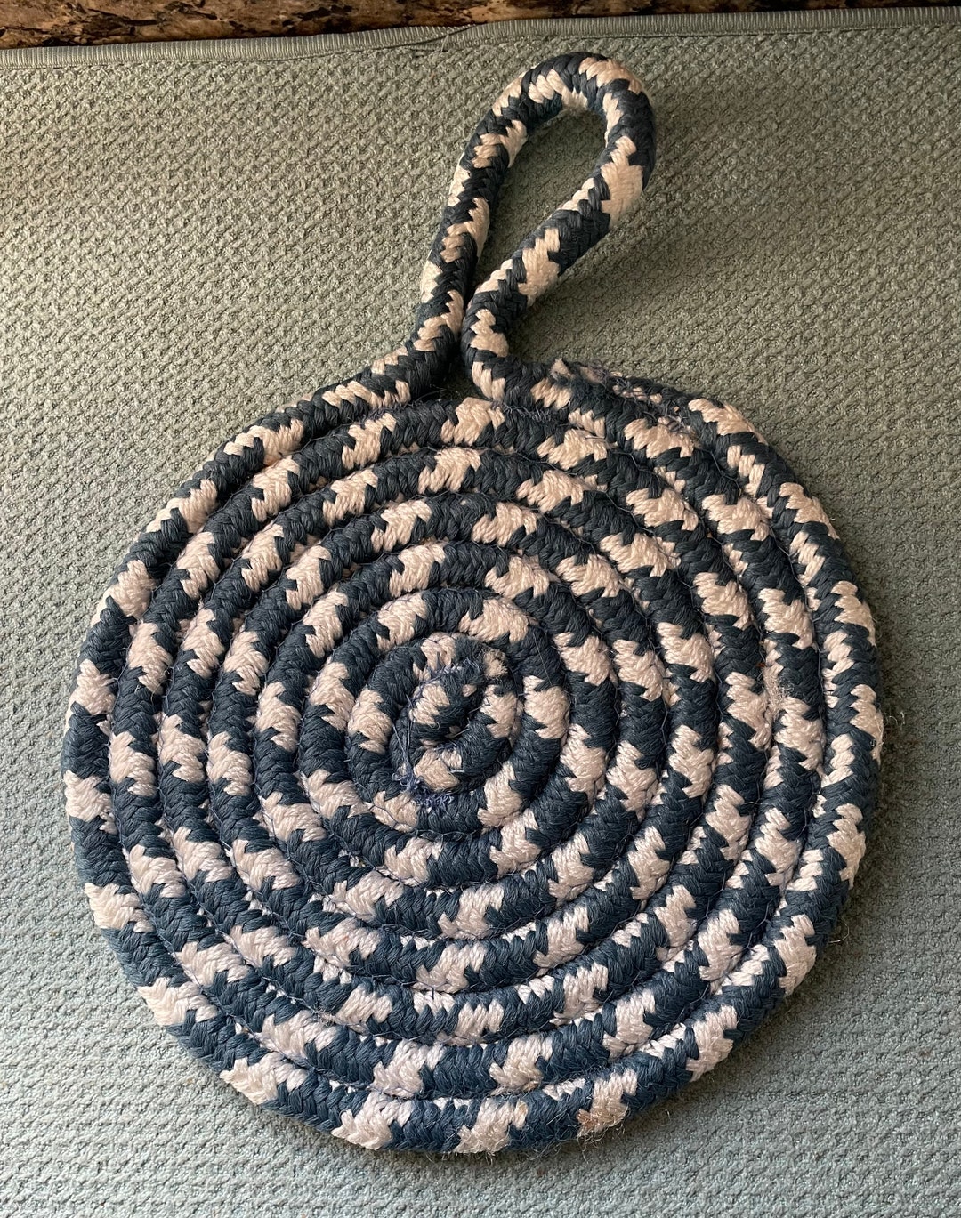 Coiled Blue & White Trivet With Loop for Hanging Up - Etsy