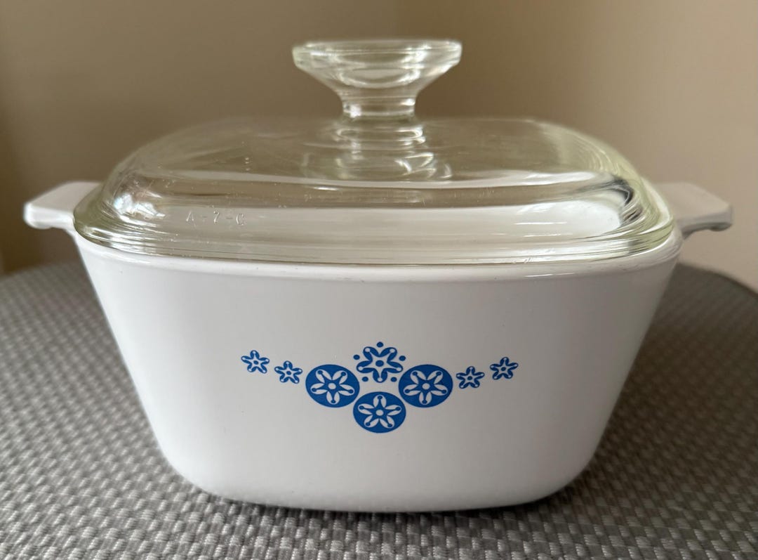Vintage Corning Ware American Oil Star Blue Snowflake 1 3/4 Qt Baking ...