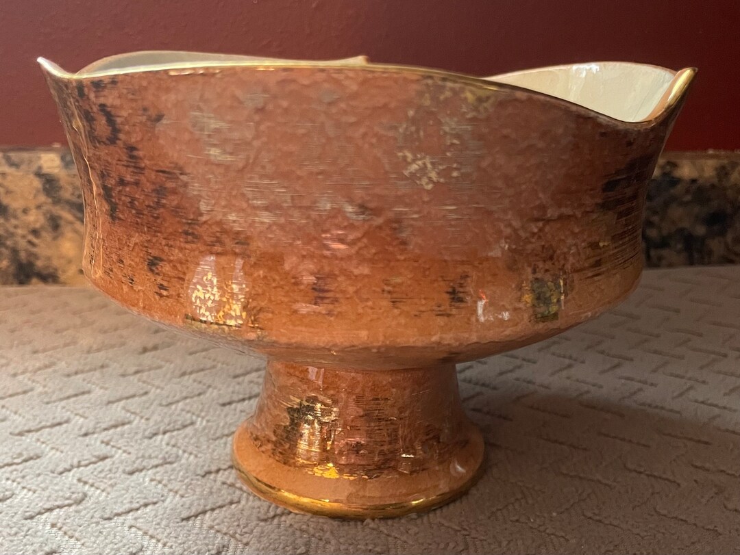 Vintage Sun Glo Ceramic Footed Dish by Inarco - Etsy