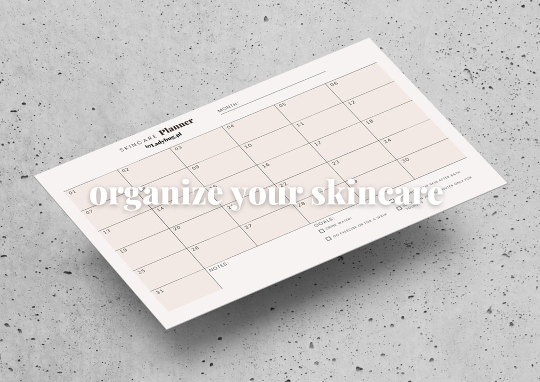 Monthly Skincare Planner Printable - Etsy