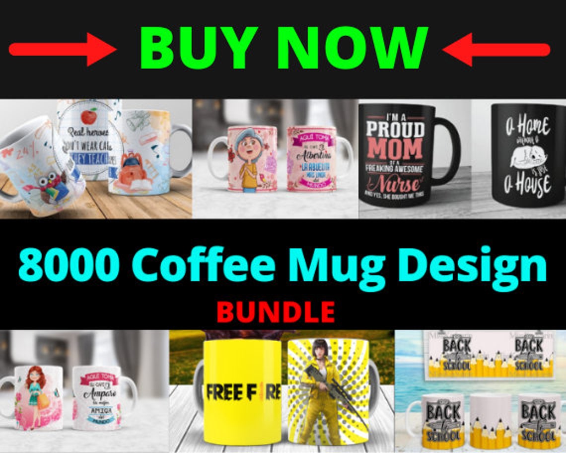 Coffee Mug Designs Coffee Svg Bundle Huge Sublimation Mug - Etsy