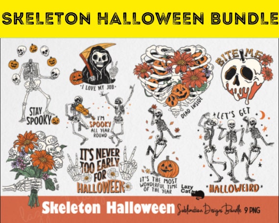 Skeleton Halloween Sublimation Bundle Dancing Skeletons - Etsy