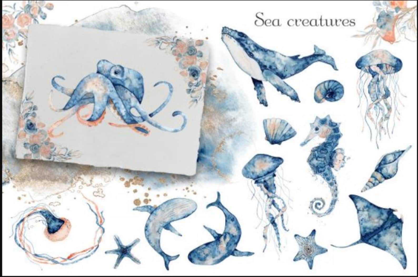 Underwater Watercolor Collection Watercolor Clipart - Etsy