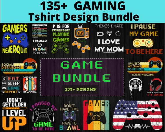 Gaming Tshirt Design Bundle Gamer SVG Bundle, Game Quotes, Gamer ...