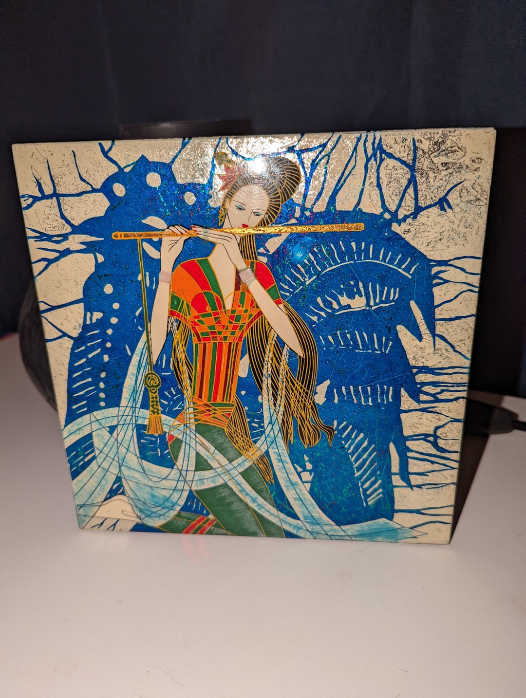 Vintage Lady Flute Tile Art - Etsy