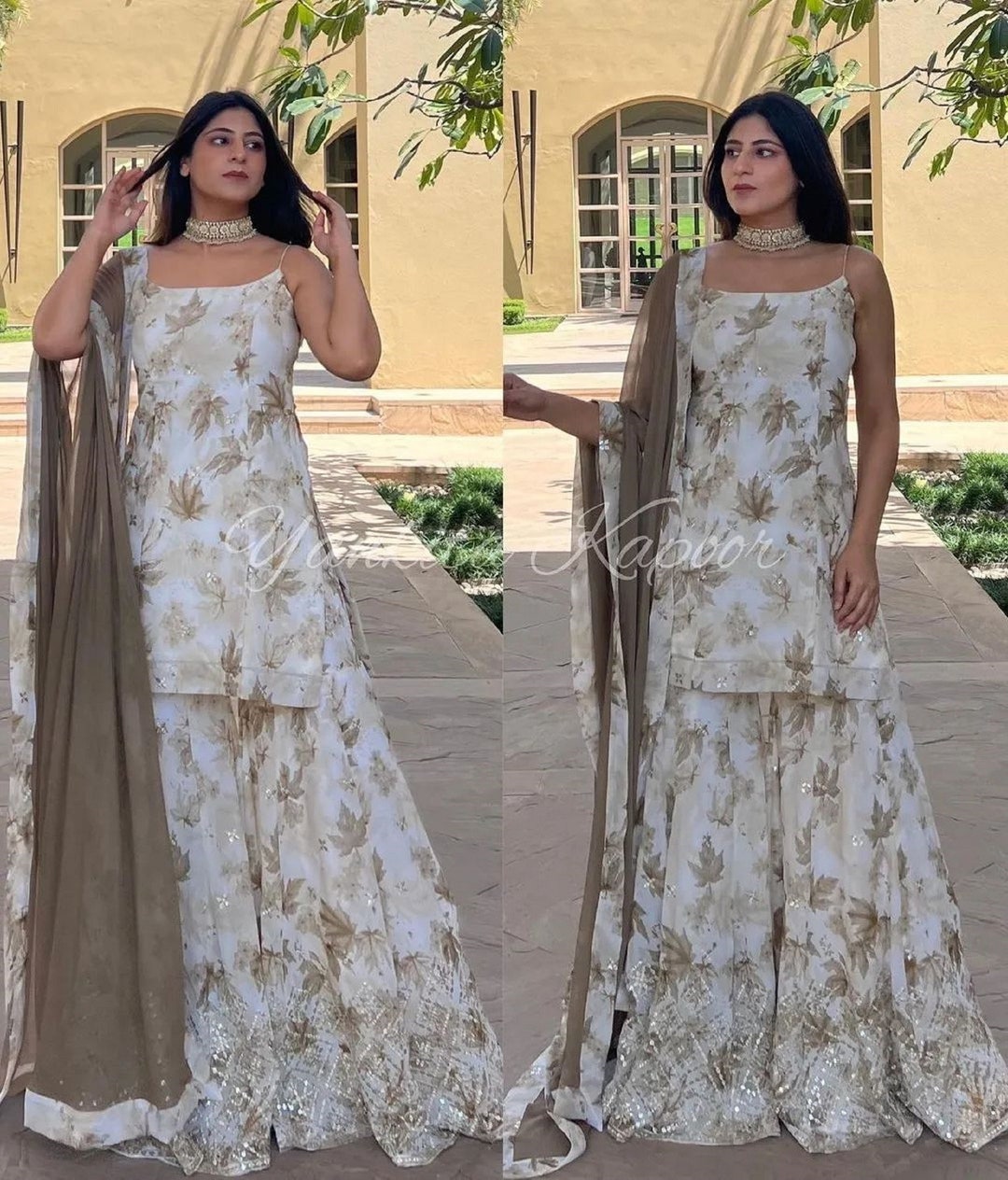 White Sharara Suit for Women, Indian Pakistani Wedding Sangeet Estival ...
