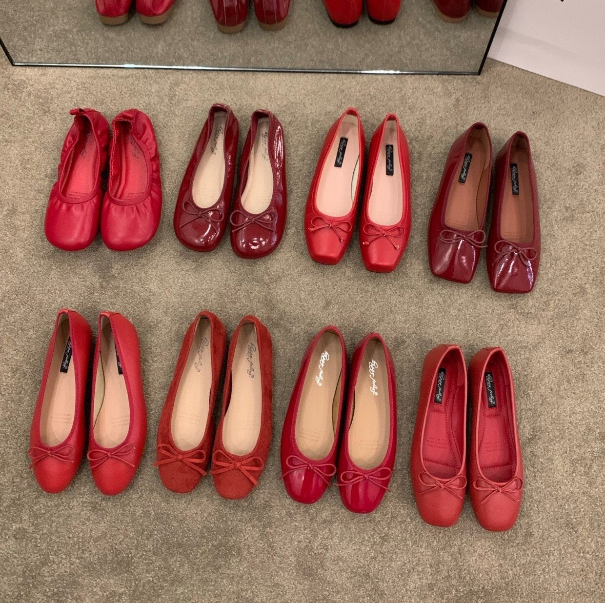 Ladies Red Leather Flats