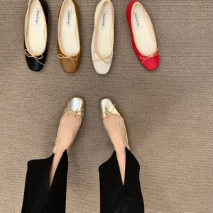 Retro Soft Ballet Flats Round Toe Balletcore Shoes With Bow - Etsy