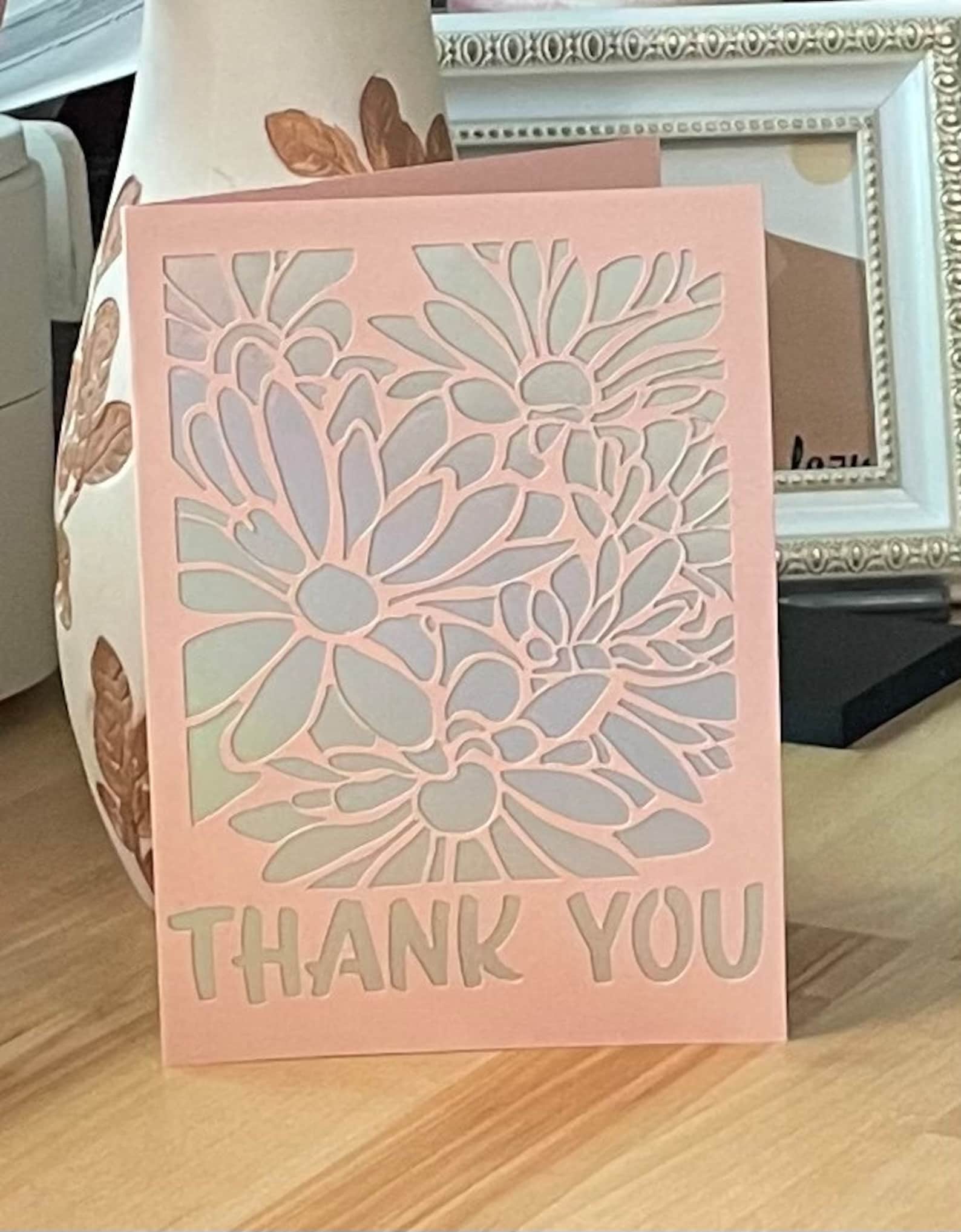 Floral Thank You Card Cut Out - Etsy