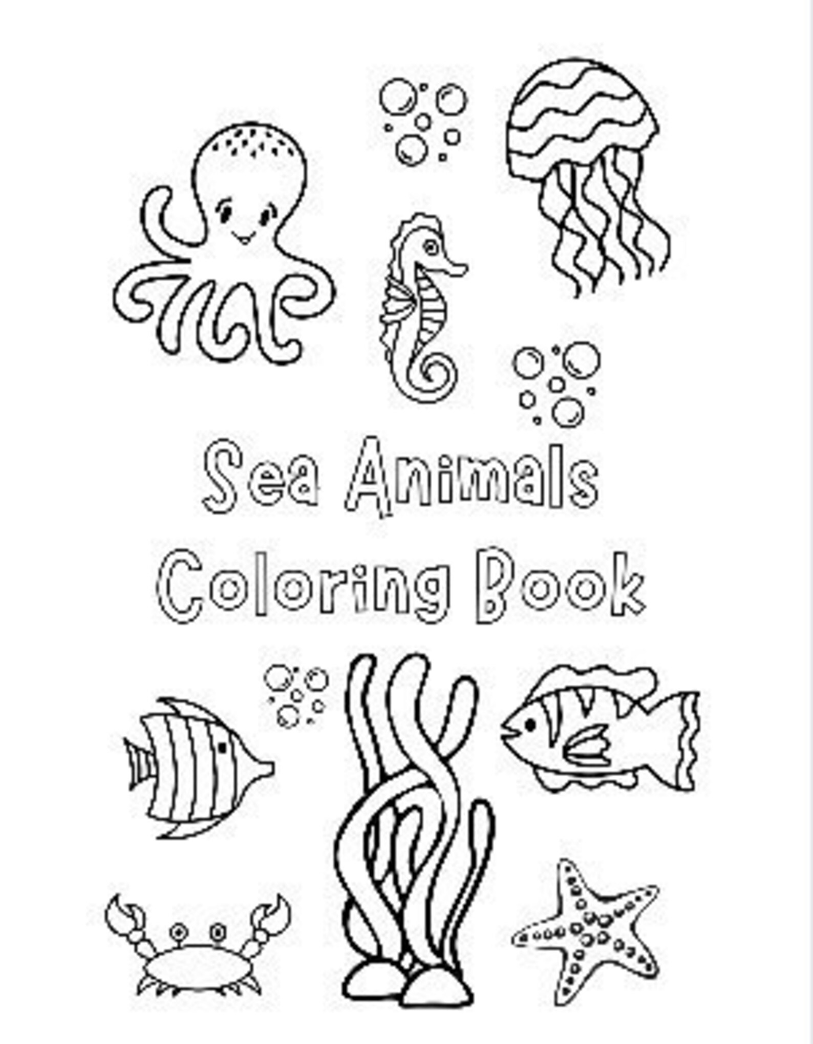Sea Animals Coloring Worksheets With Names - Etsy