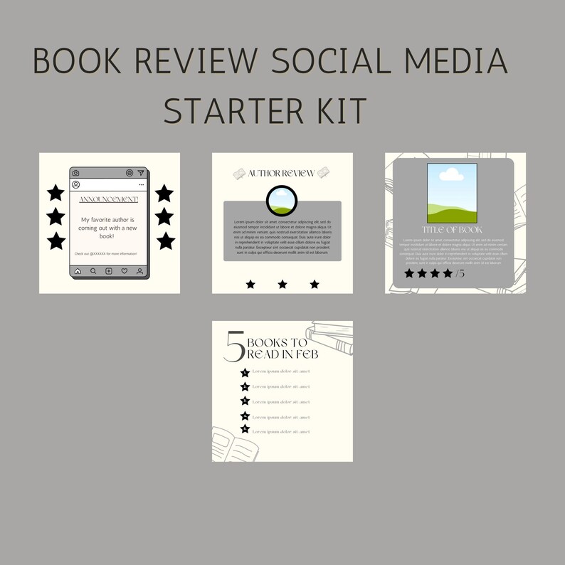 Bookstagram Starter Kit| Canva Template | Book Review Social Media ...