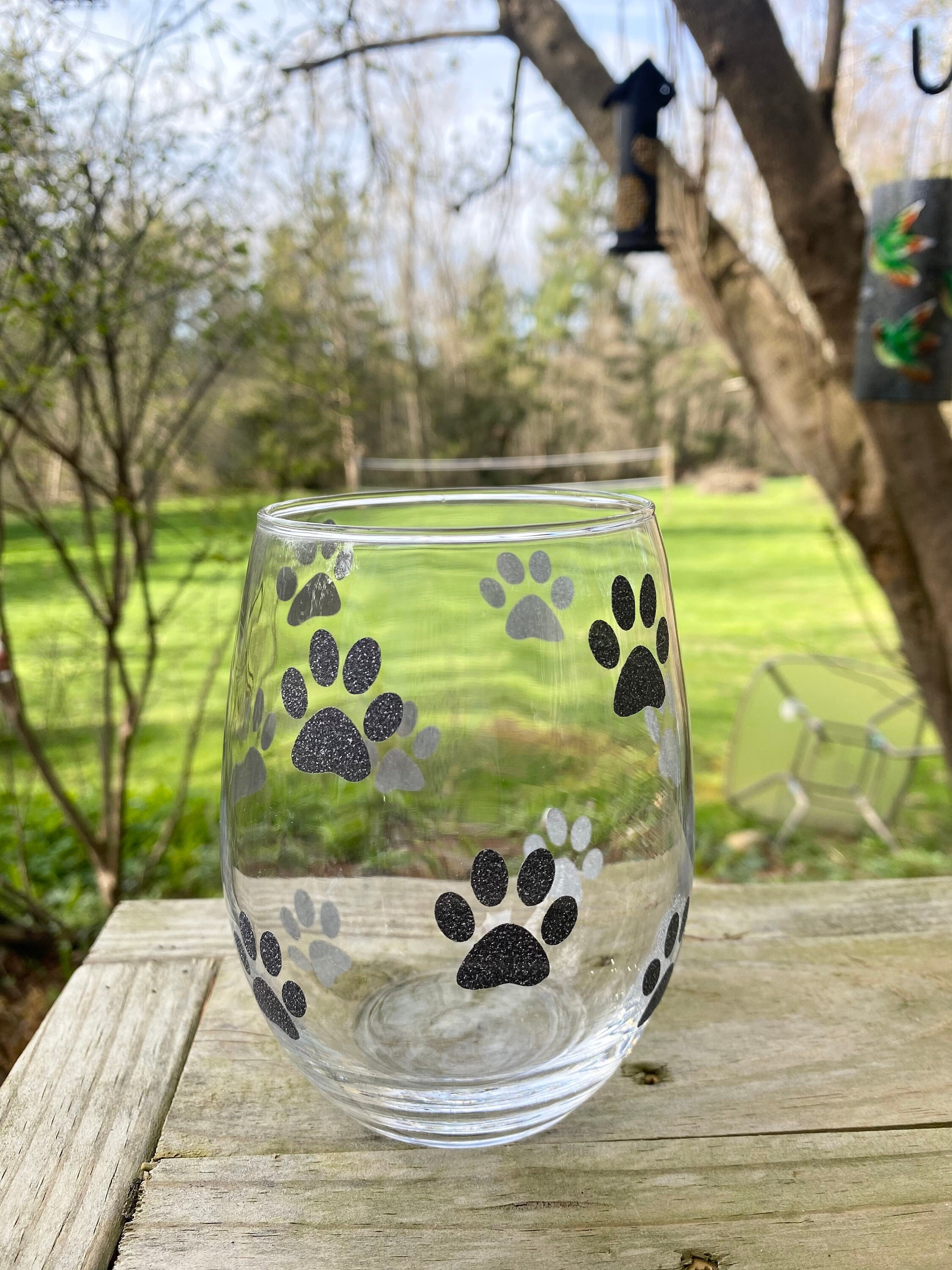 Paw Print Wine Glass, Dog Mom Wine Glass, Dog Mom, Wine Glasses, Dog ...