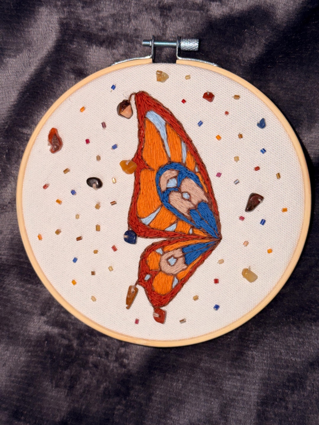 Butterfly Wing Embroidery in Jewel Tones – Hand Stitched With Gems - Etsy