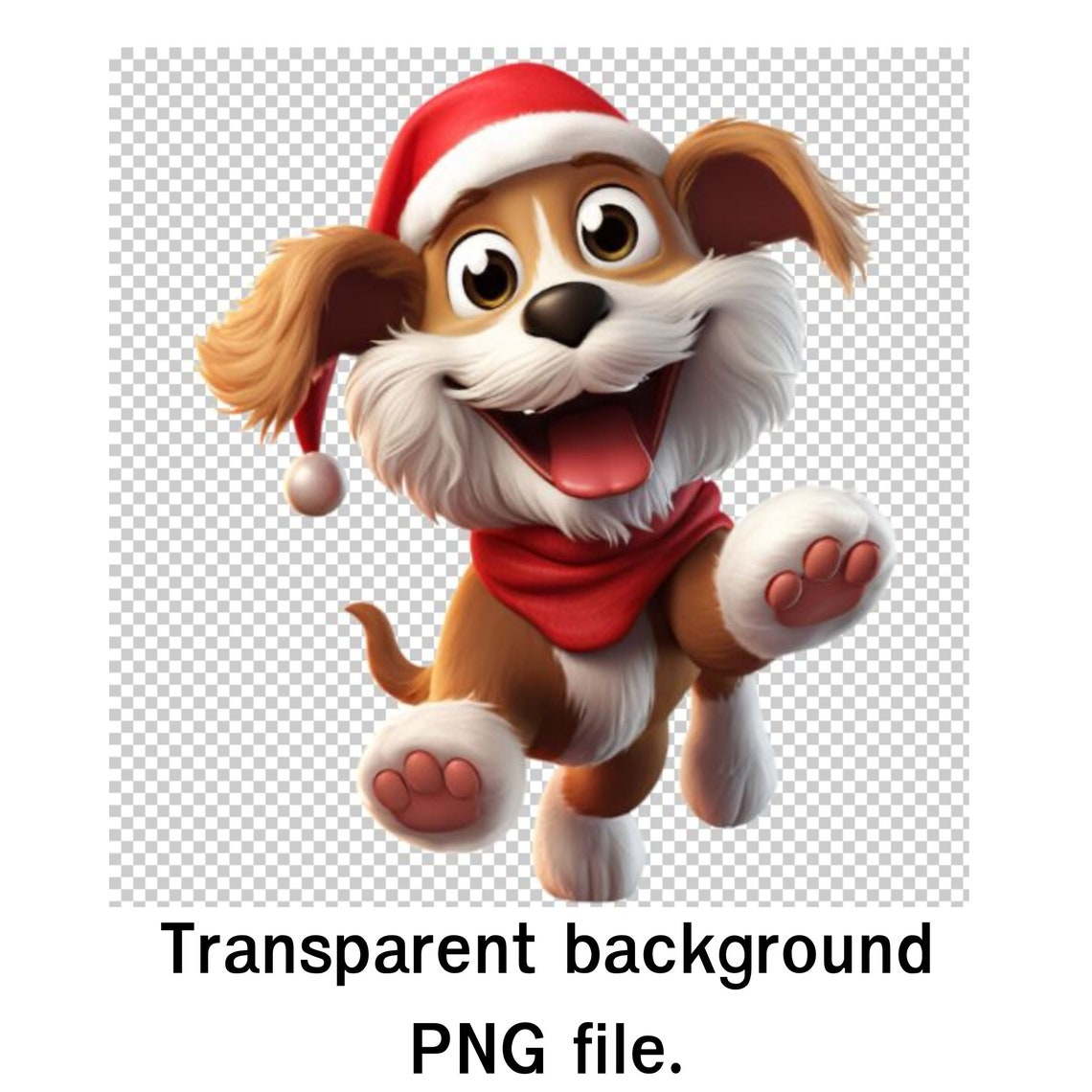 Santa Dog 3D Clipart - PNG - Digital Download - , Dogs and Cats in ...