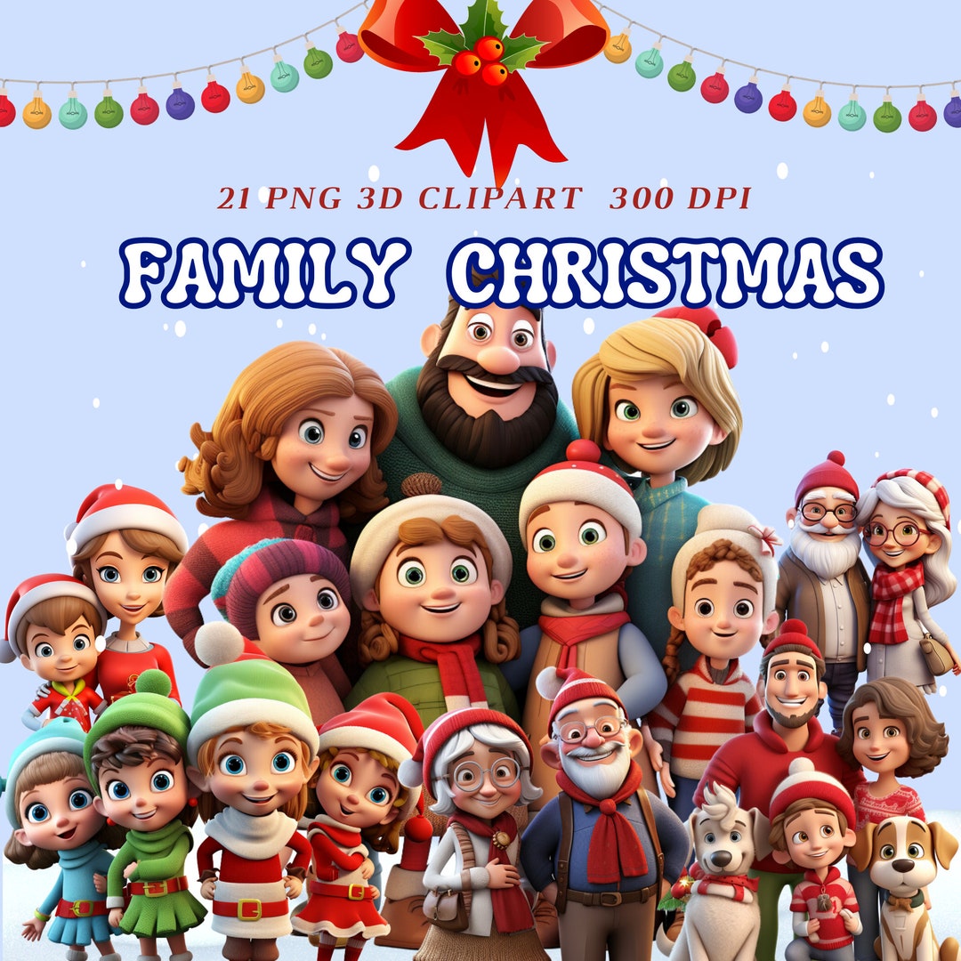 Family Christmas 3D Clipart - PNG - Family Clipart Creator- , Digital ...