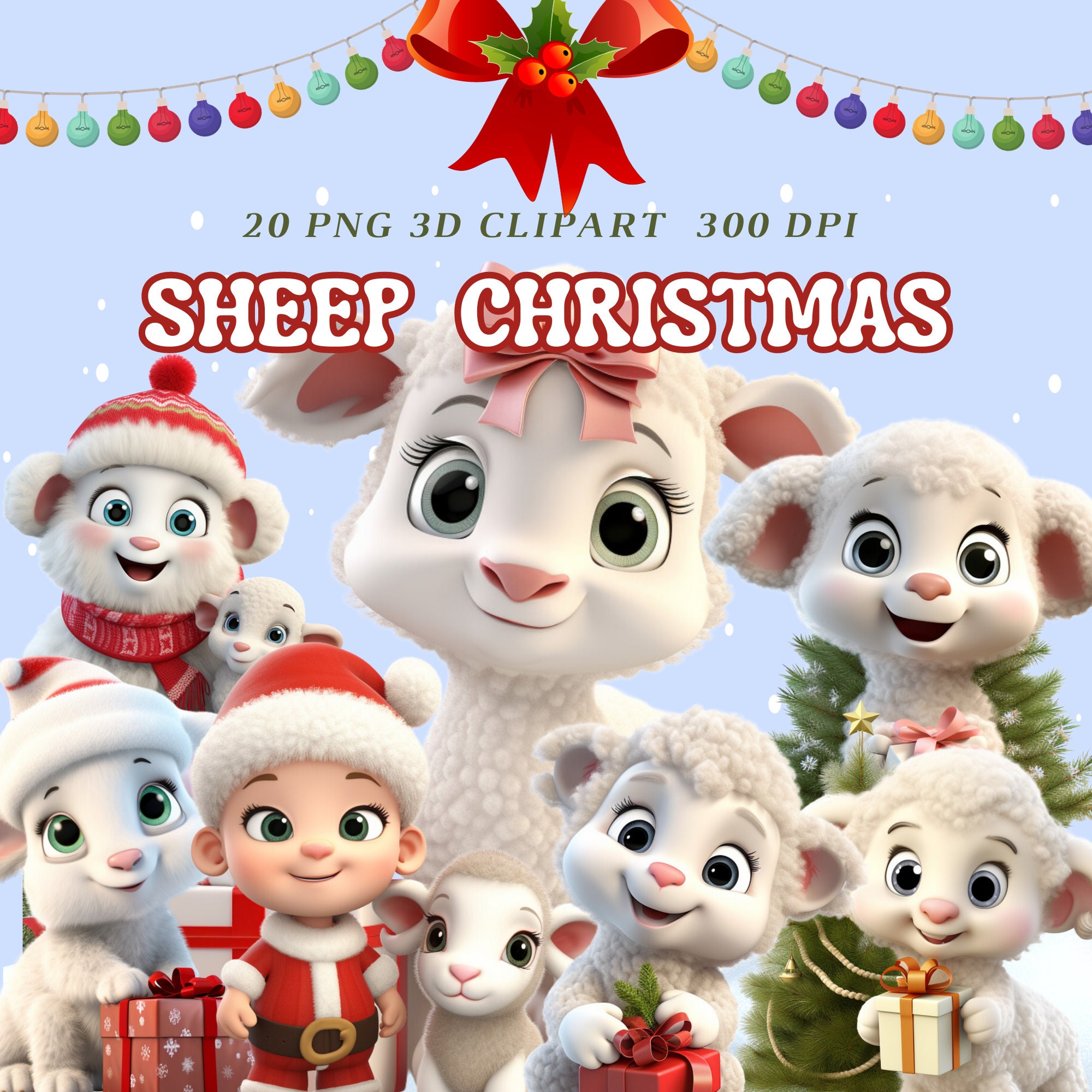Sheep Christmas 3D Clipart - PNG - Digital Download - ,animal 3D ...