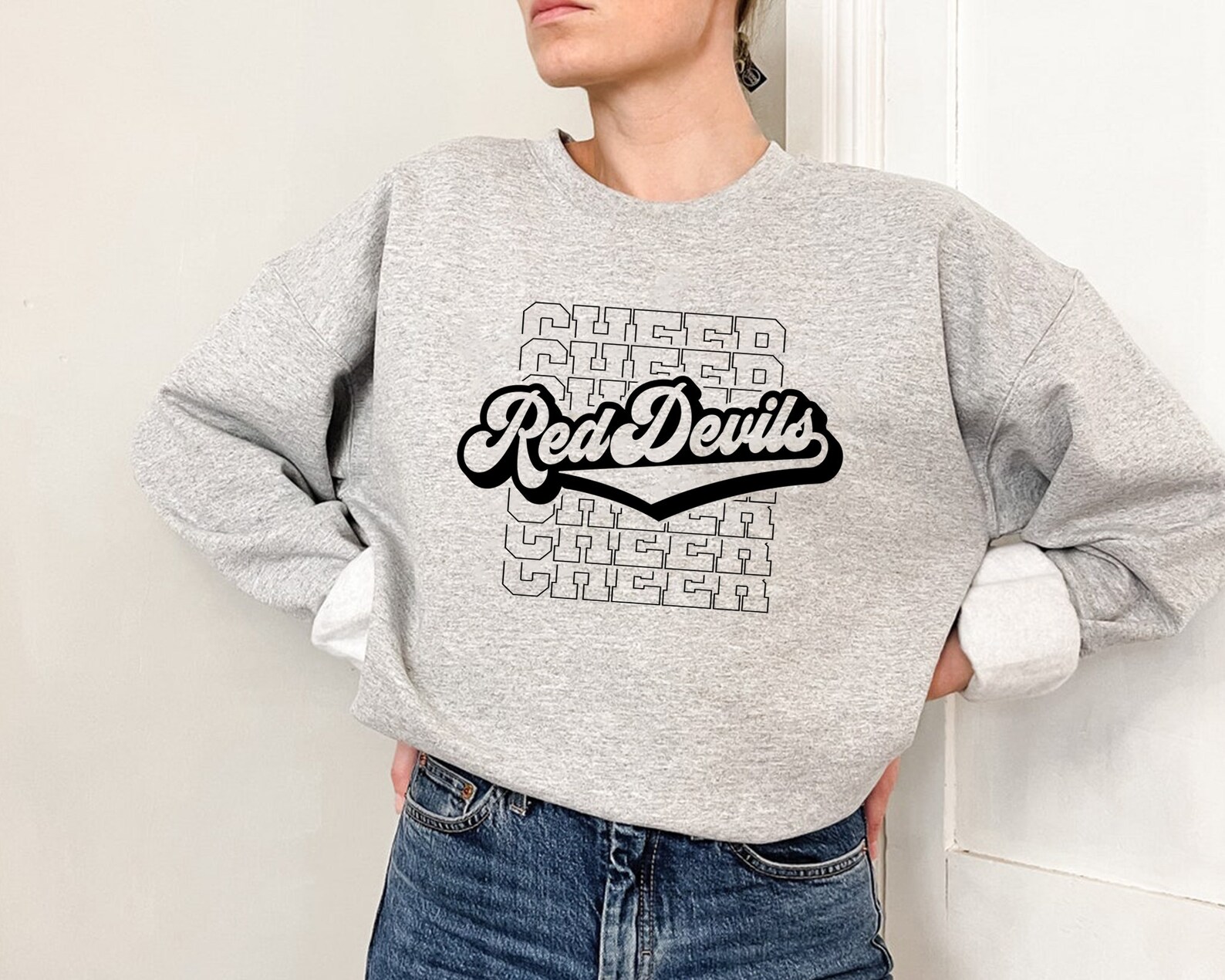 Red Devils Cheer Svg Stacked Cheer Svg Retro Red Devils - Etsy