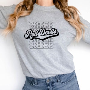 Red Devils Cheer Svg Stacked Cheer Svg Retro Red Devils - Etsy