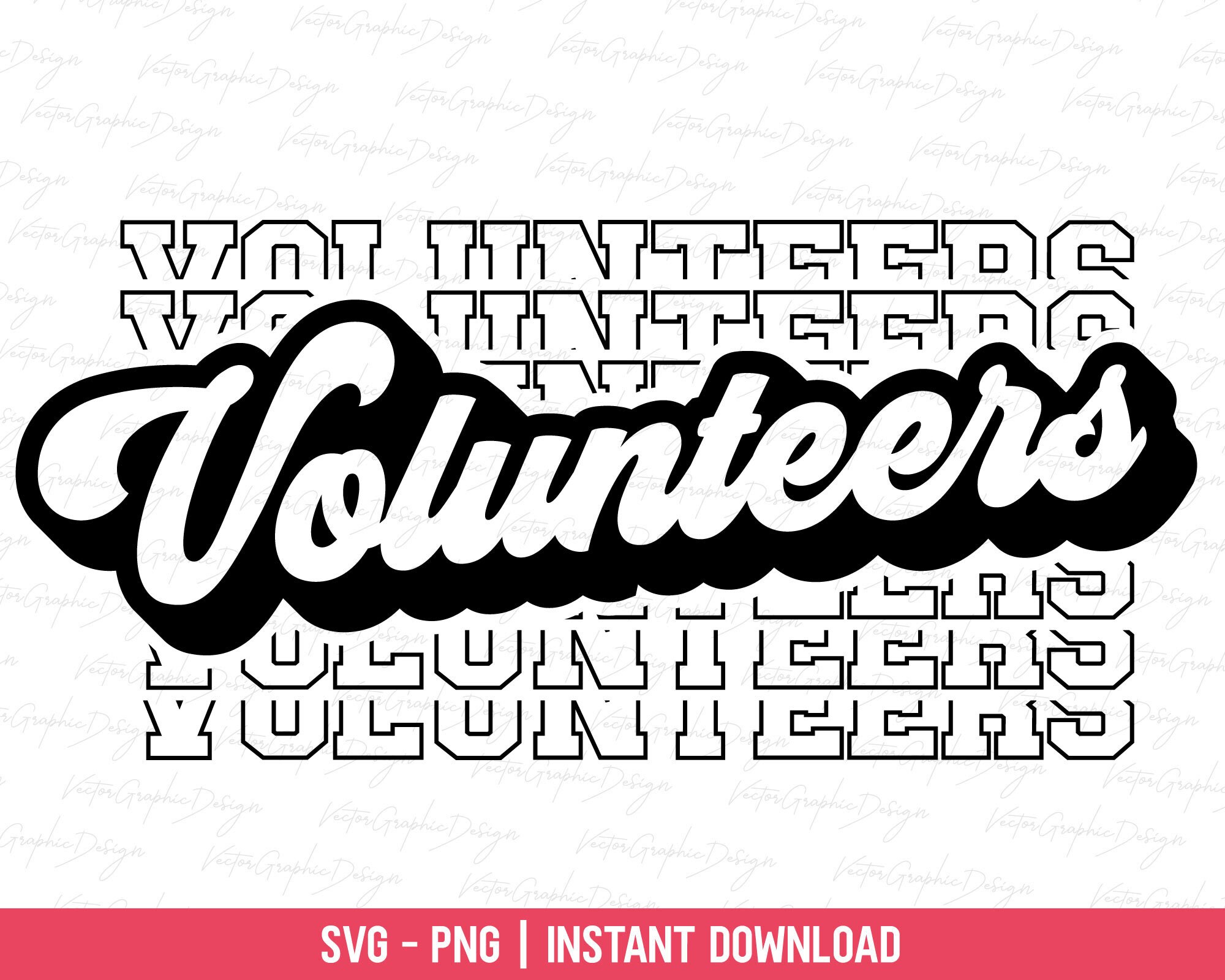 Volunteers Svg, Stacked Svg, Retro Volunteers Mascot, School Spirit Svg ...