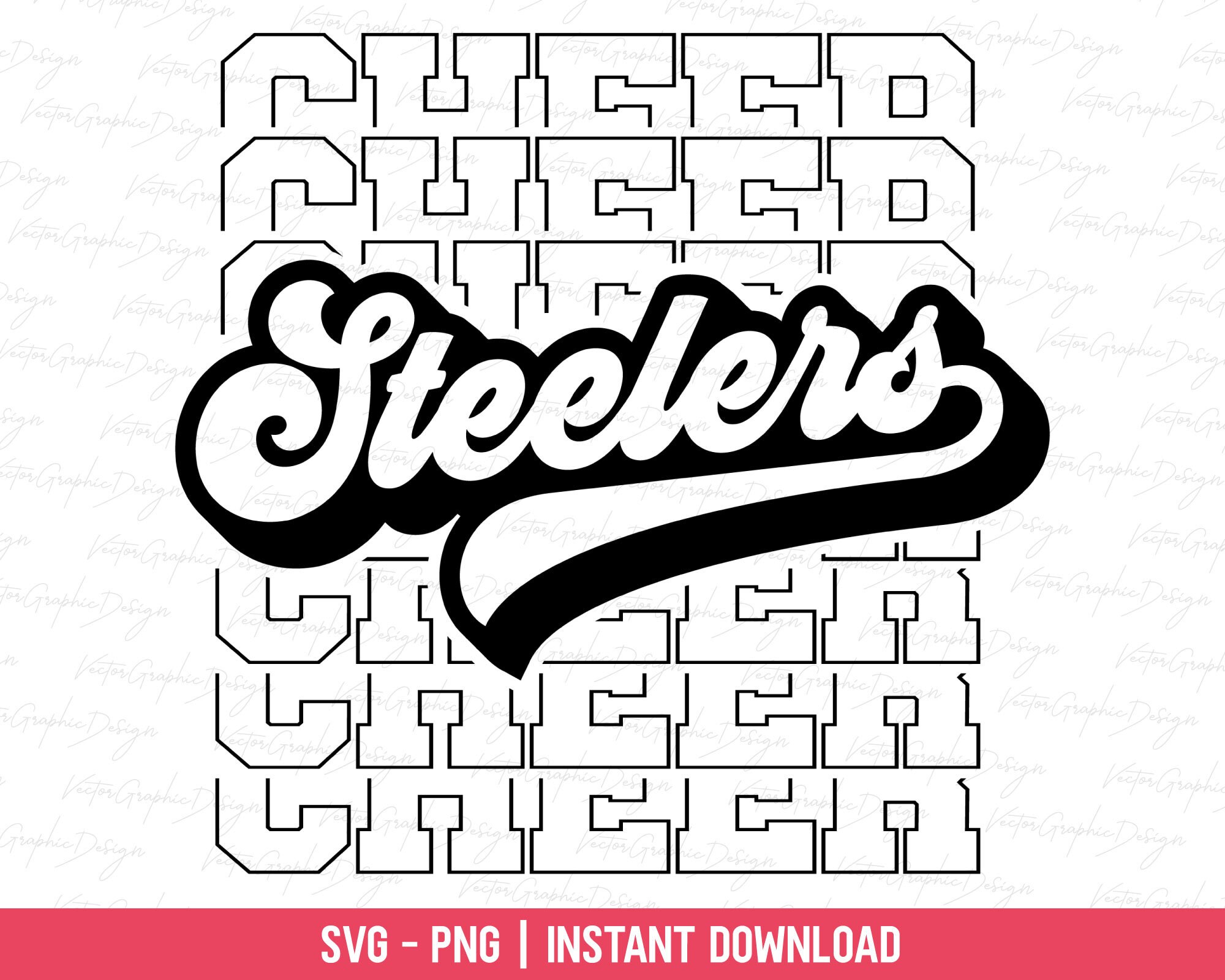 Steelers Cheer Svg Stacked Cheer Svg Retro Steelers Mascot - Etsy