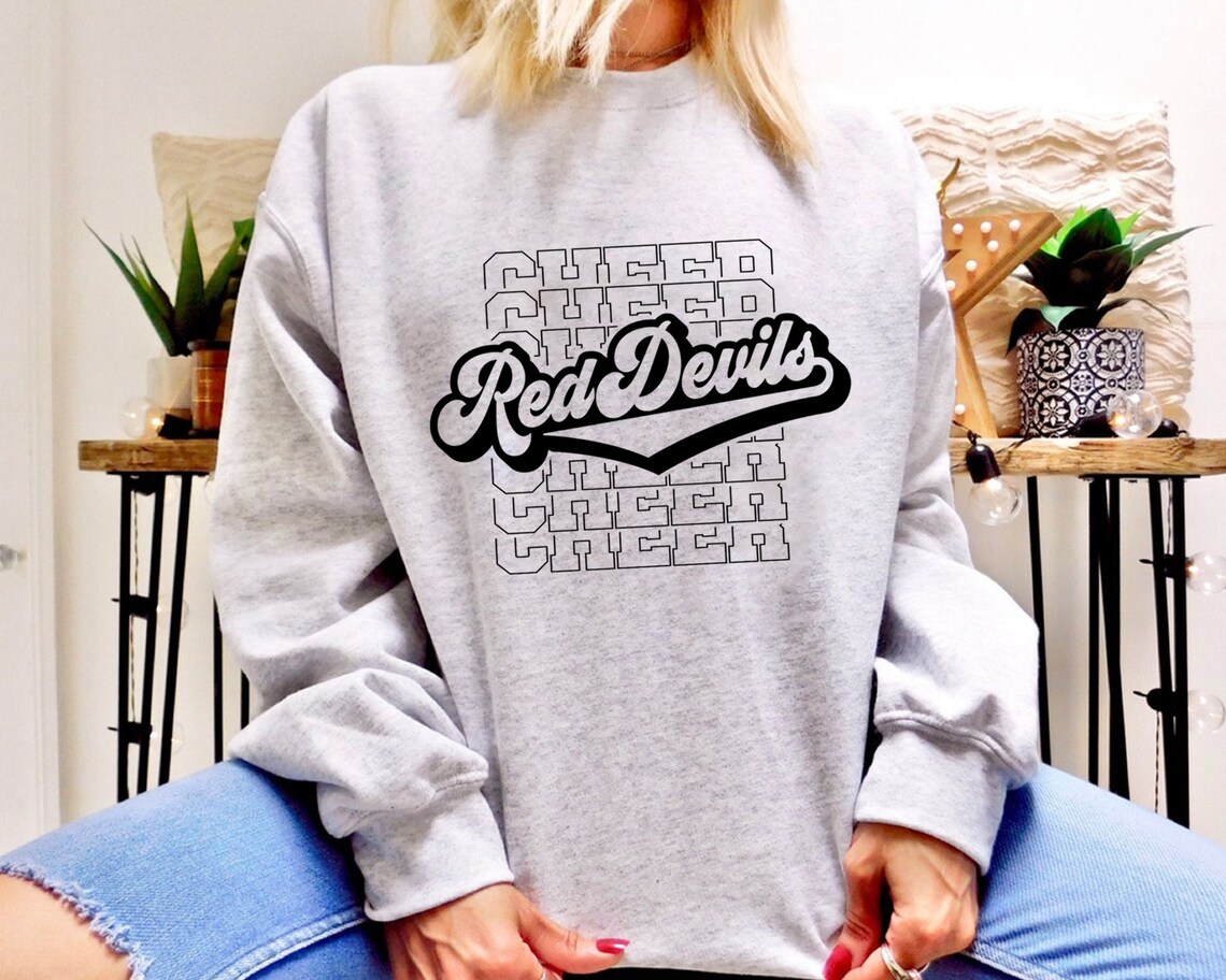 Red Devils Cheer Svg Stacked Cheer Svg Retro Red Devils - Etsy