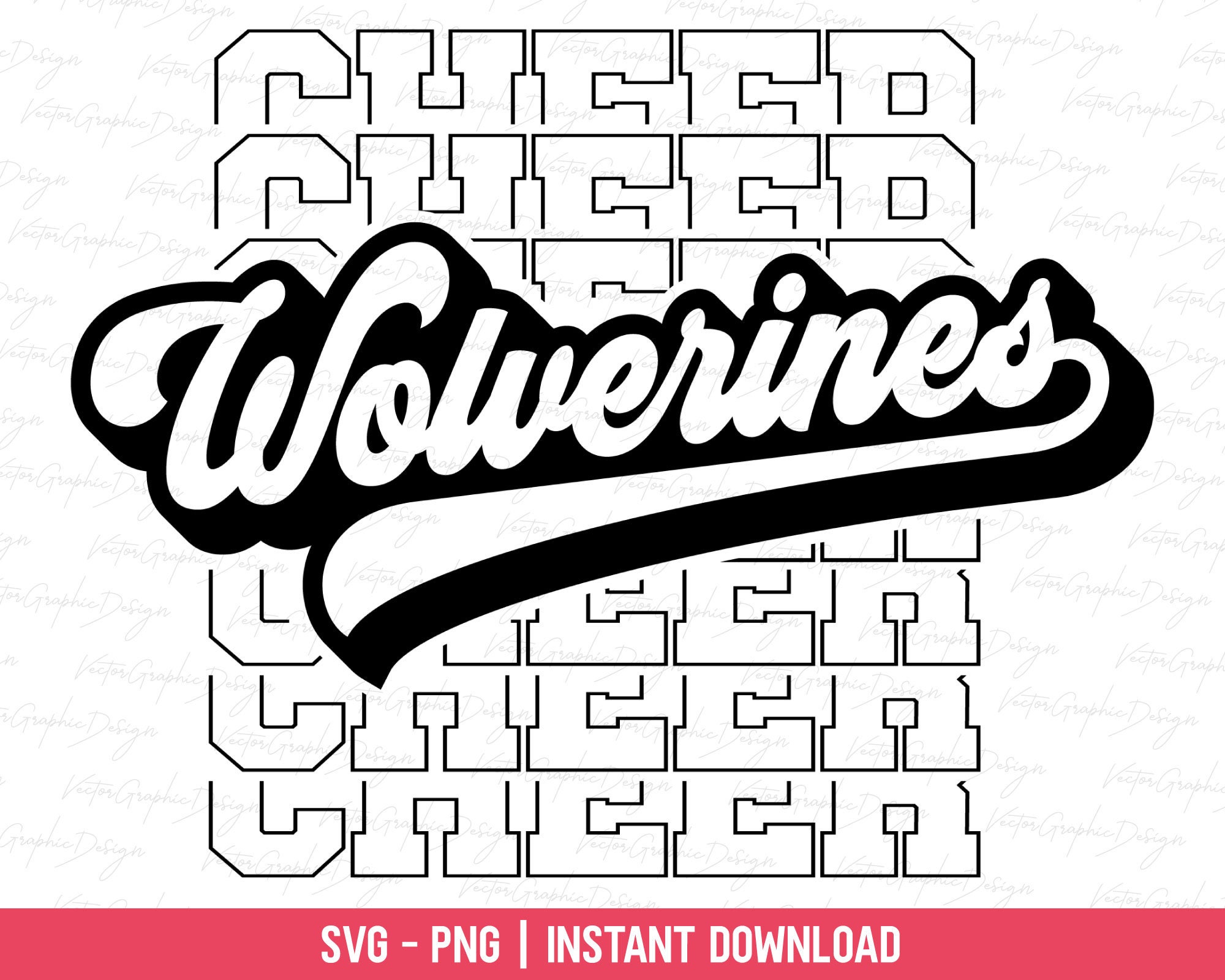 Wolverines Cheer Svg Stacked Cheer Svg Retro Wolverines - Etsy