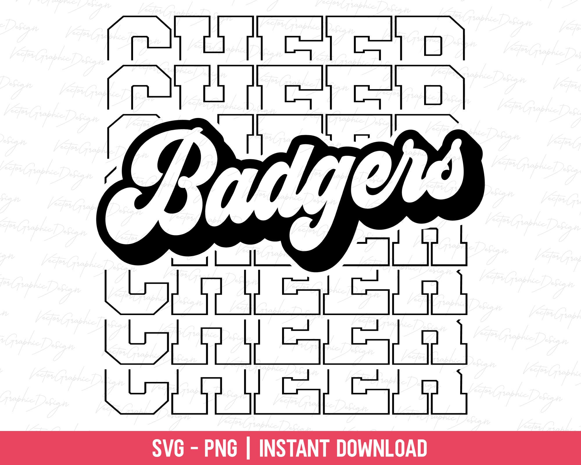 Badgers Cheer Svg Stacked Cheer svg Retro Badgers Mascot - Etsy España