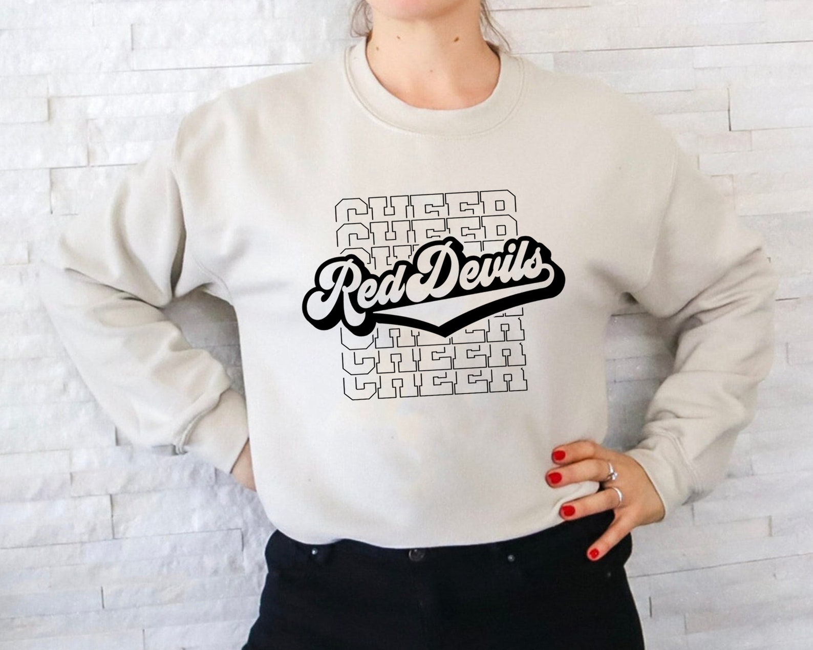 Red Devils Cheer Svg Stacked Cheer Svg Retro Red Devils - Etsy