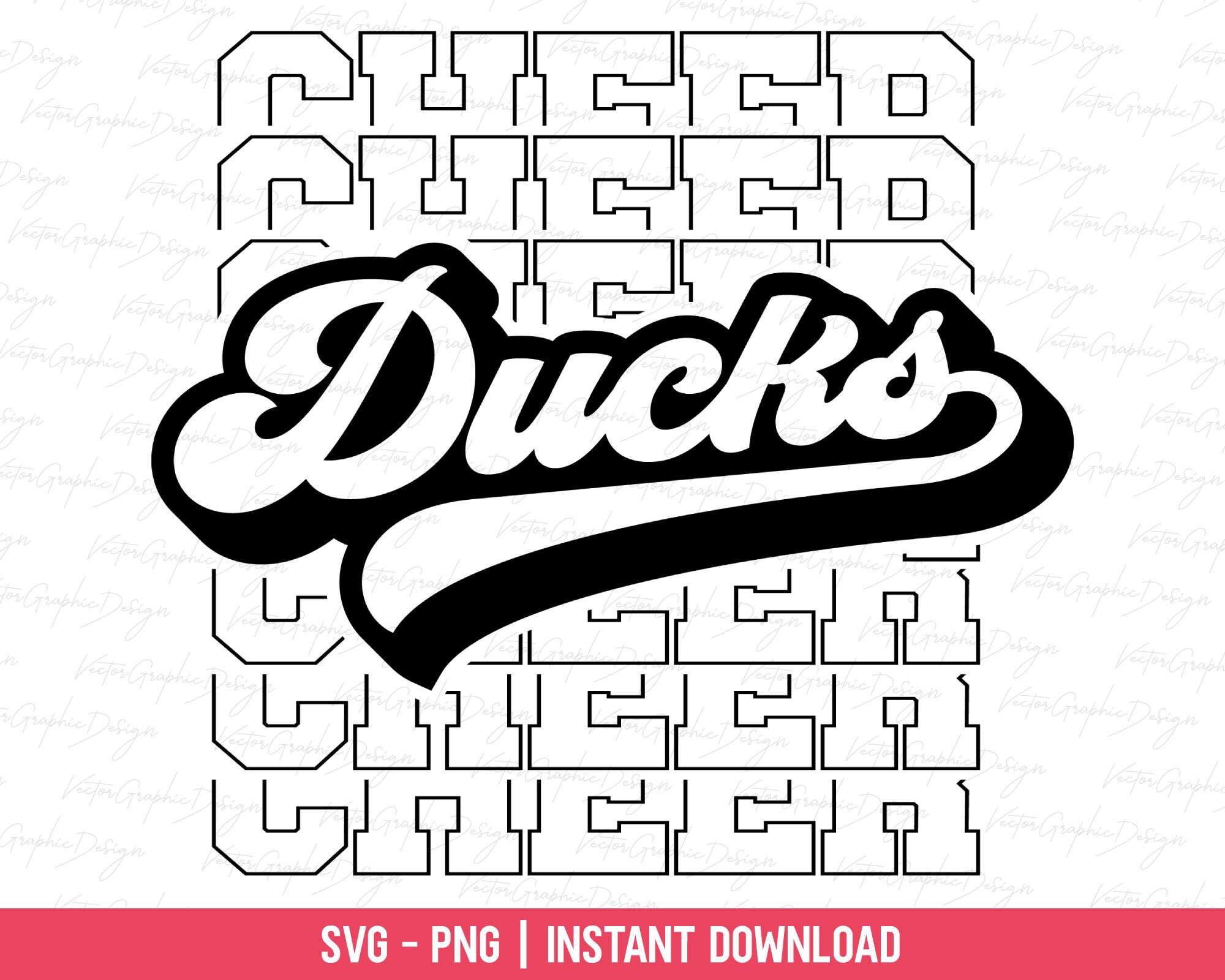 Ducks Cheer Svg Stacked Cheer Svg Retro Ducks Mascot School - Etsy