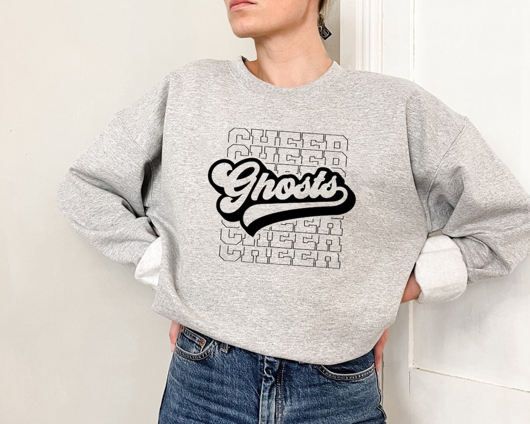 Ghosts Cheer Svg Stacked Cheer Svg Retro Ghosts Mascot - Etsy