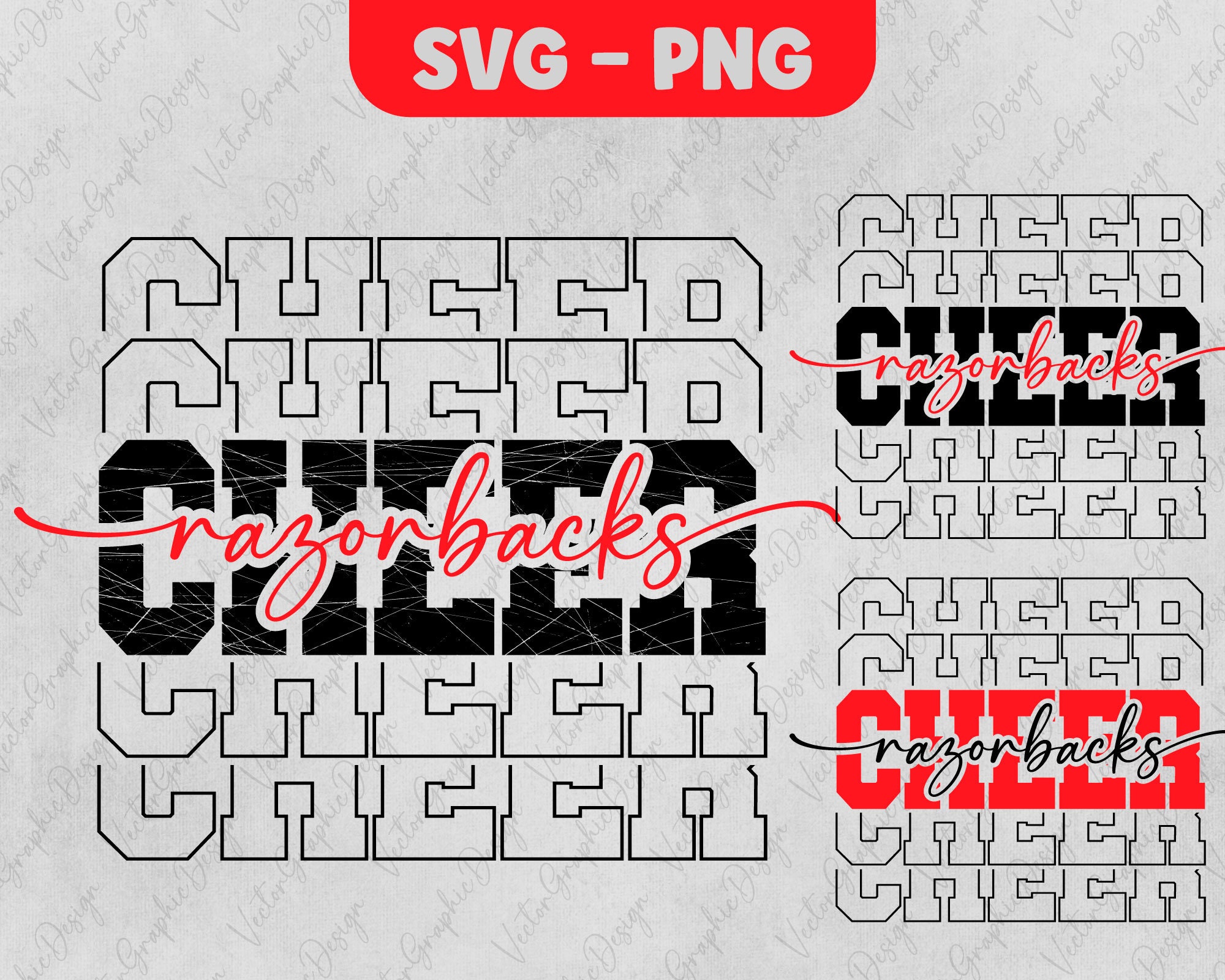 Razorbacks Cheer Svg Stacked Cheer svg Téléchargement - Etsy France