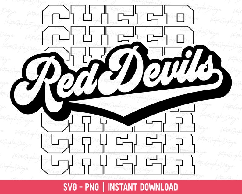 Red Devils Cheer Svg Stacked Cheer Svg Retro Red Devils - Etsy