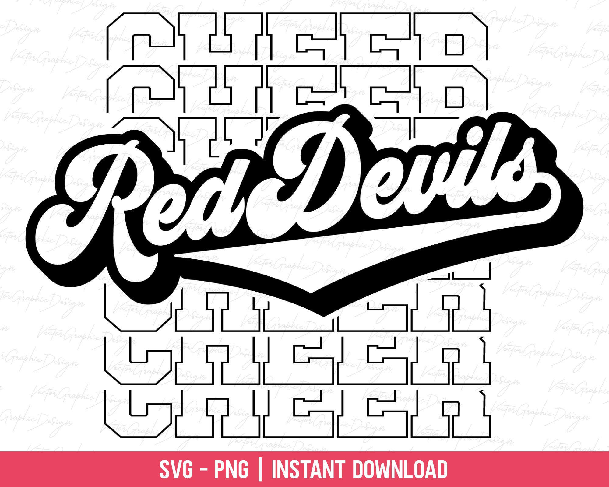 Red Devils Cheer Svg Stacked Cheer Svg Retro Red Devils - Etsy